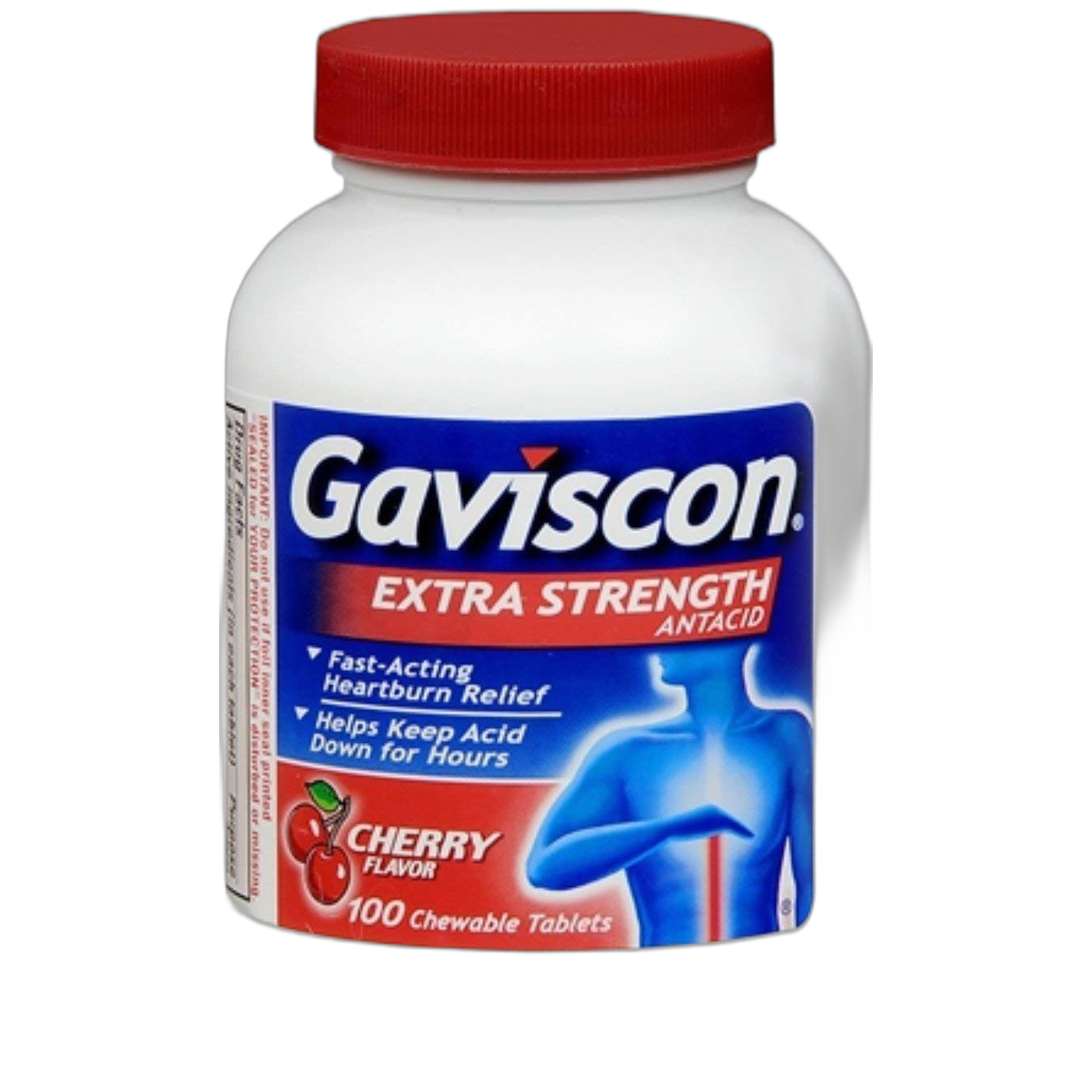 Gaviscon Antacid, Extra Strength, Cherry, Chewable Tablets, 100 Count ...
