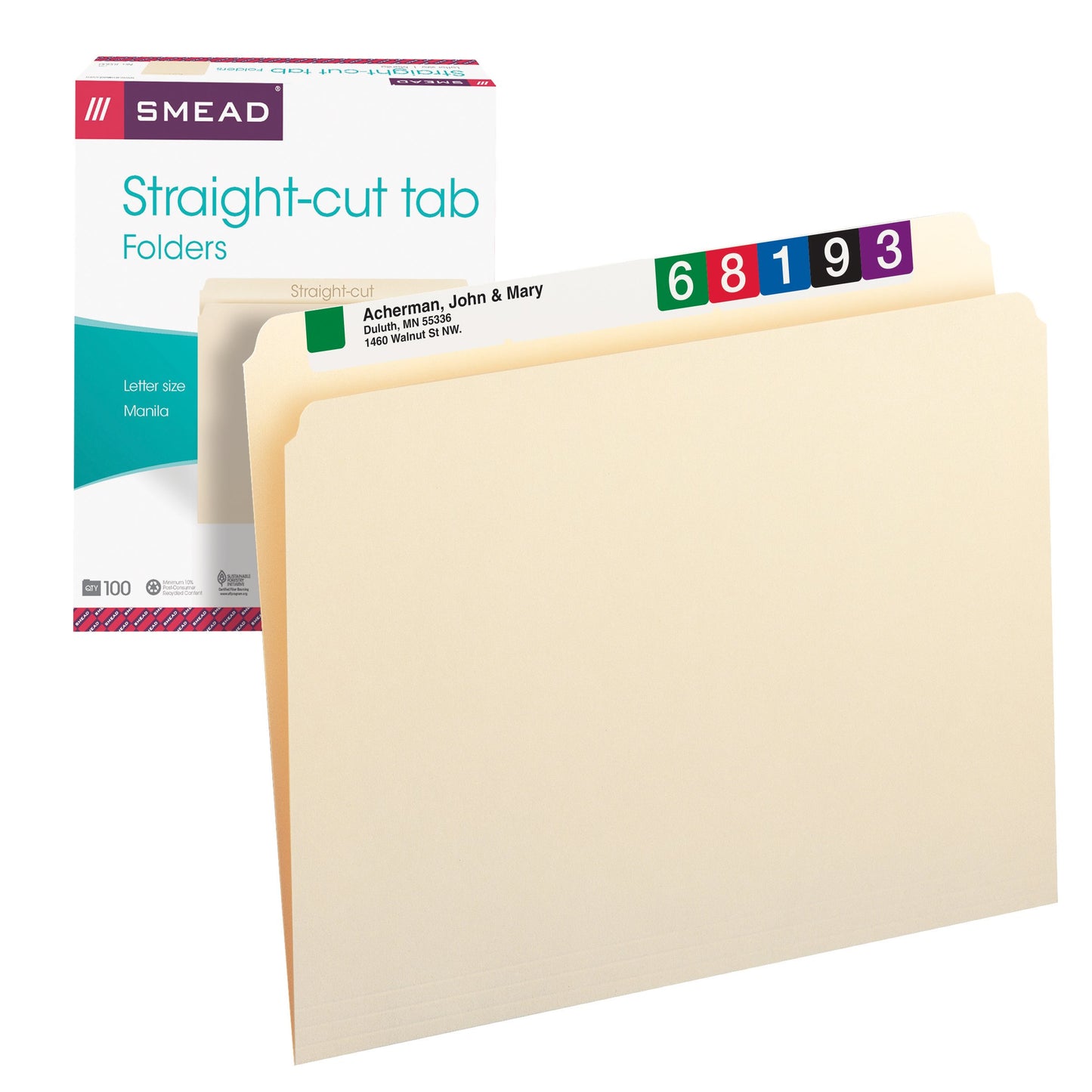 Smead File Folder, Straight-Cut Tab, Letter Size, Manila, 100 per Box ...
